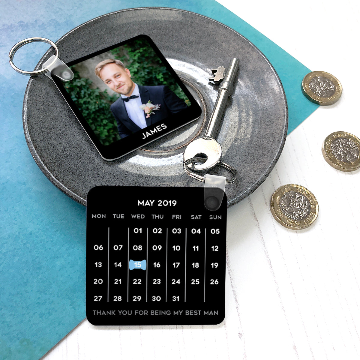 Personalised Thank You Best Man Photo Keyring | The Little Picture Company