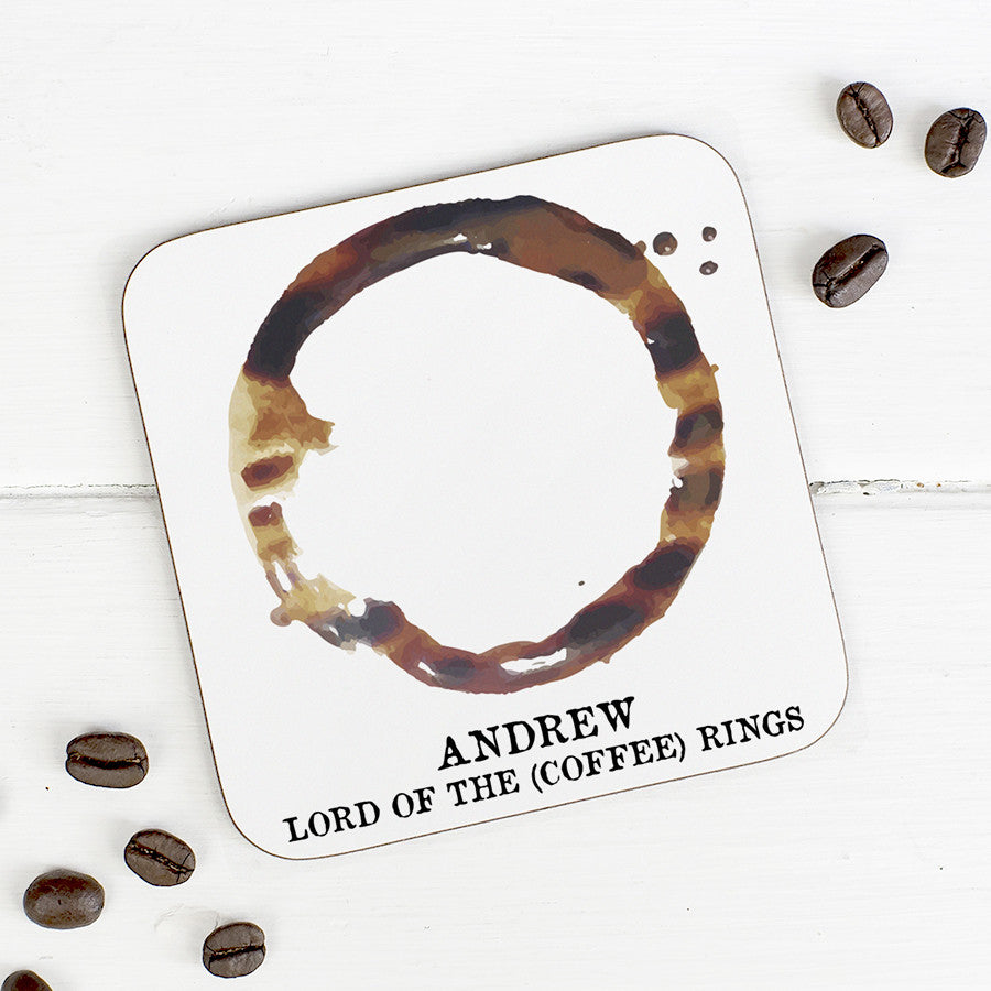 Personalised 'Lord Of The Coffee Rings' Coaster | The Little Picture ...