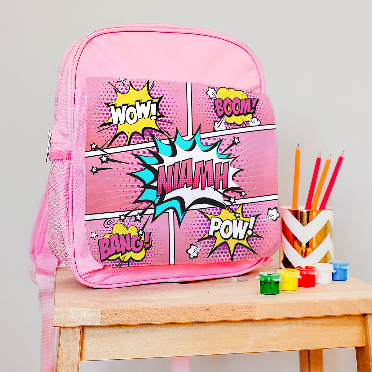 Personalised Pink 'Comic' Backpack | The Little Picture Company