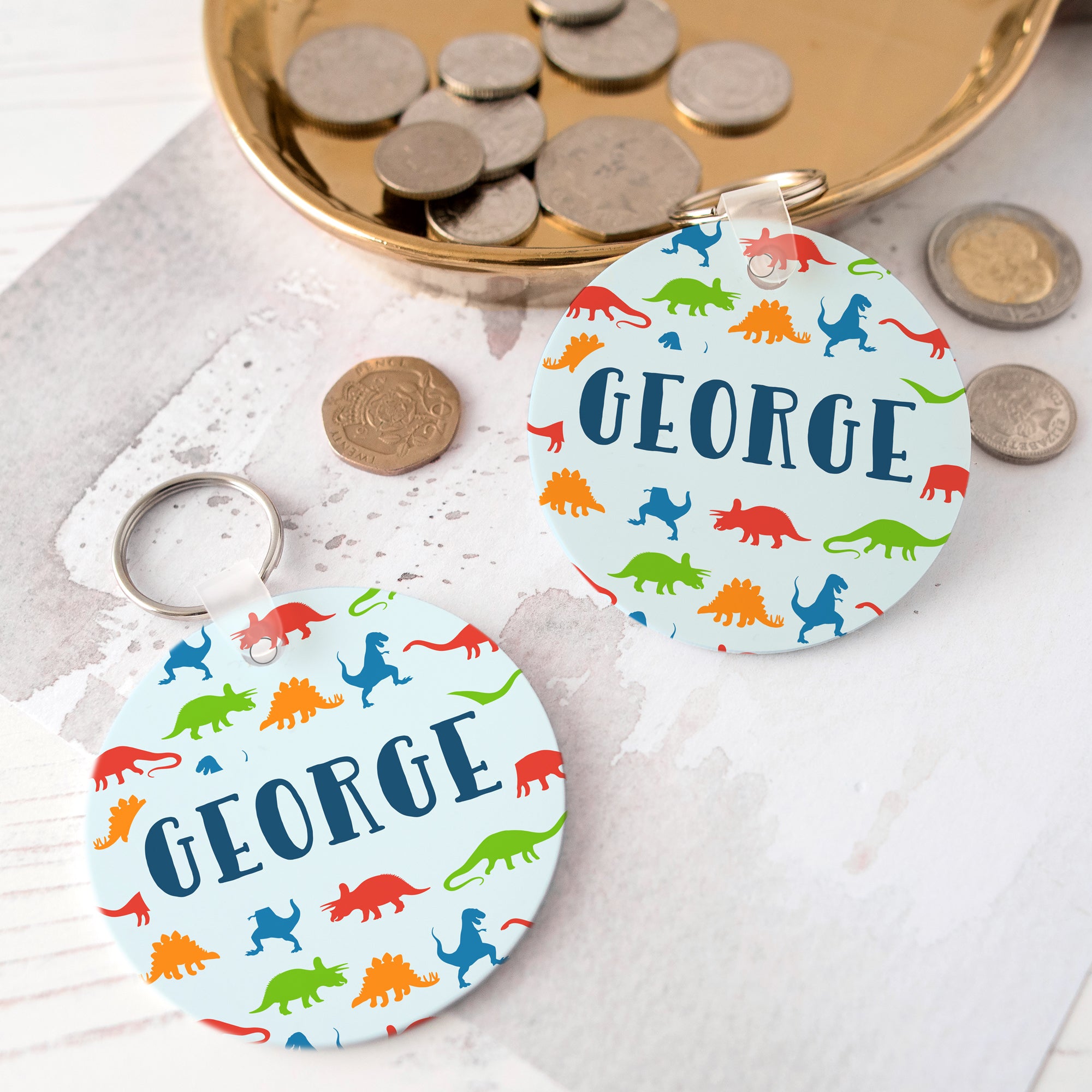 Personalised Dinosaur Pattern Keyring | The Little Picture Company