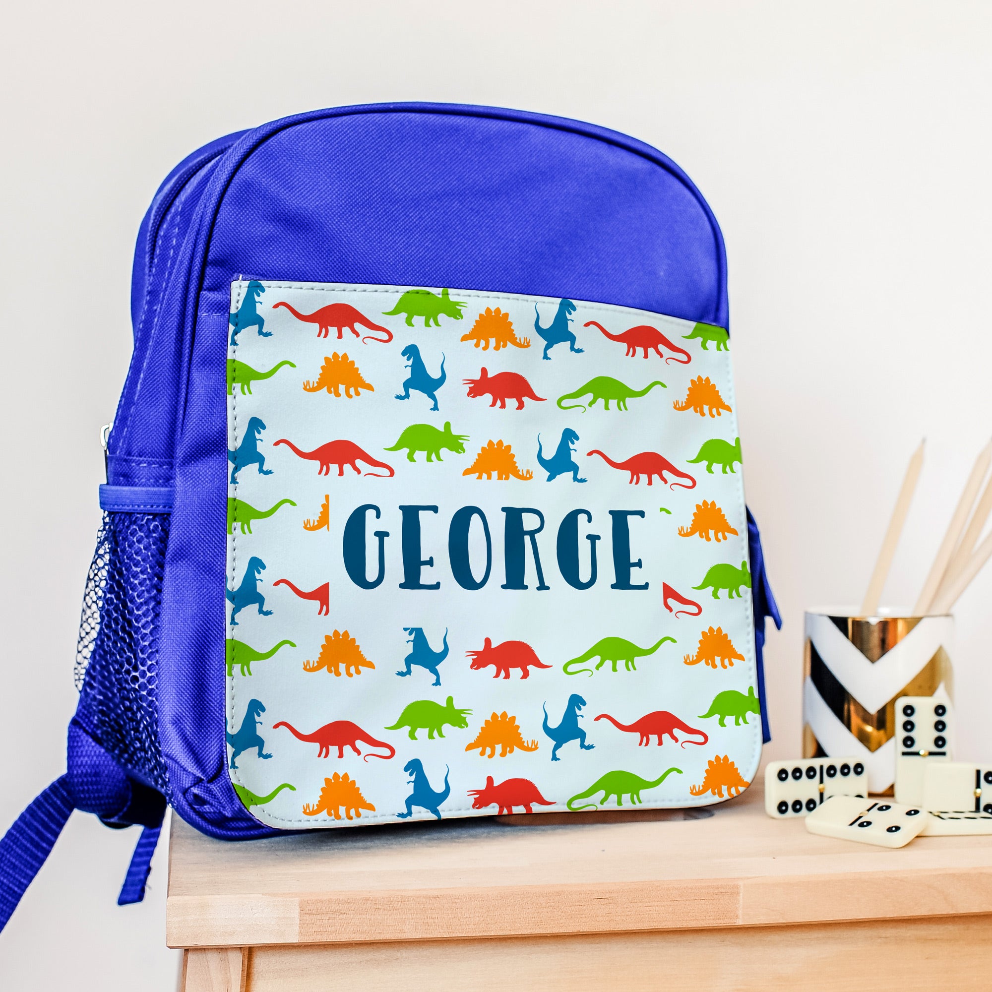 Children's Personalised Dinosaur Pattern Backpack | The Little Picture ...