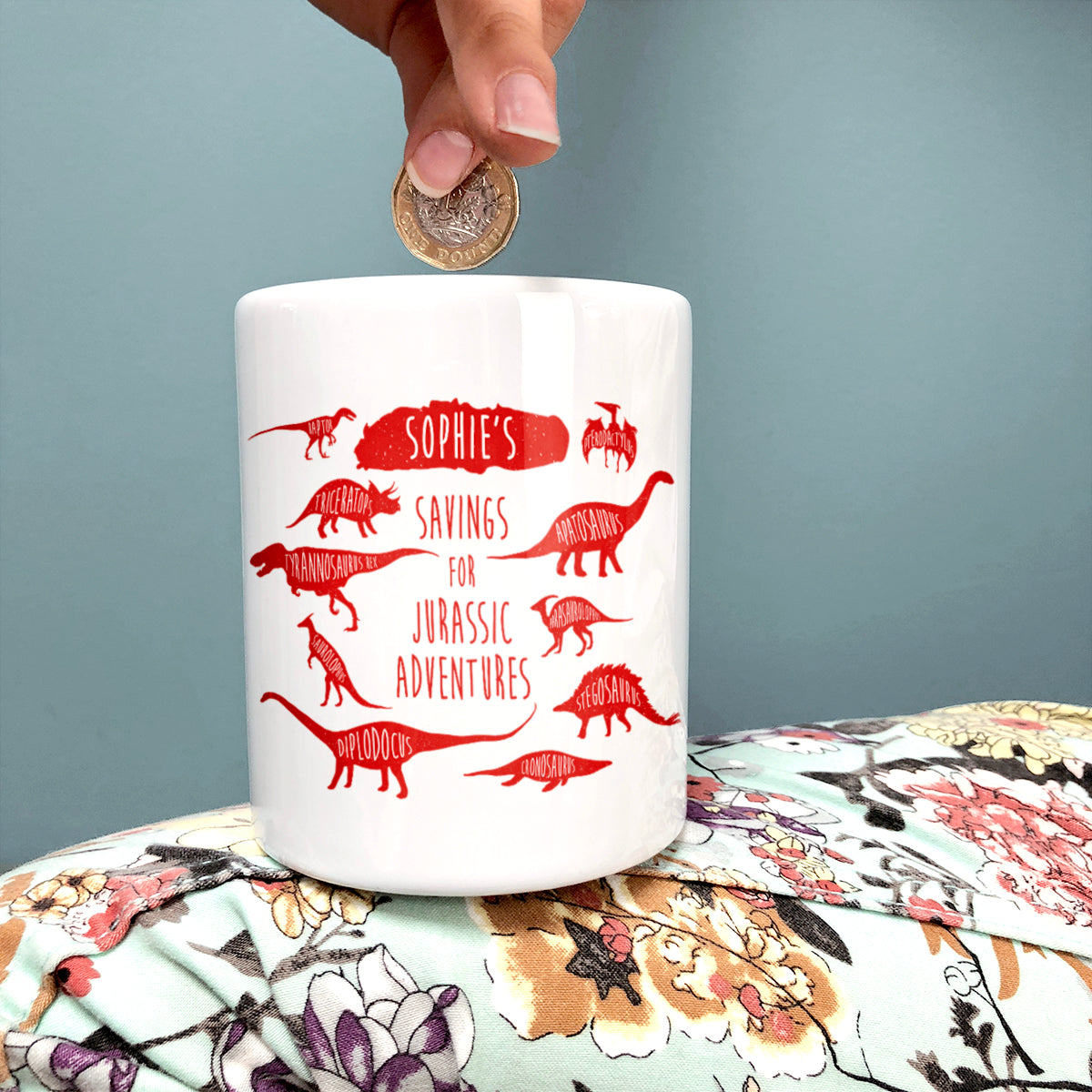 Personalised Dinosaur Money Box | The Little Picture Company