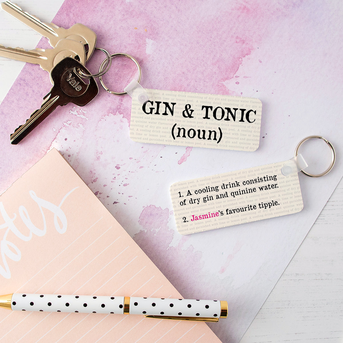 Personalised Gin & Tonic Definition Keyring | The Little Picture Company