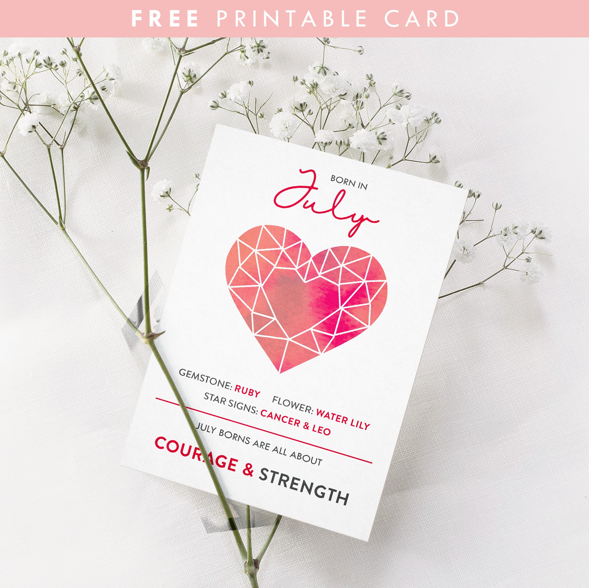 FREE July Birth Month Printable Card | The Little Picture Company
