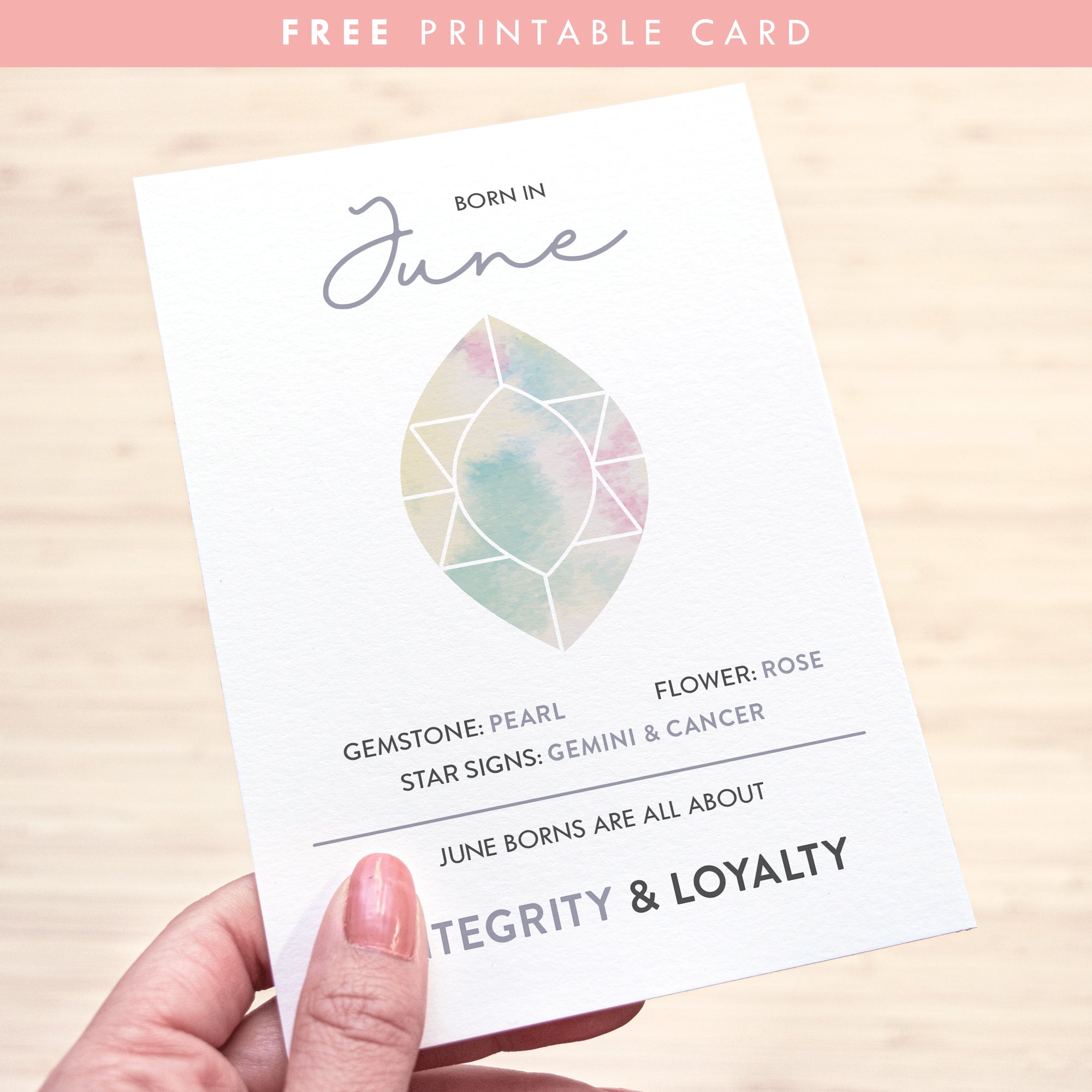 FREE June Birth Month Printable Card | The Little Picture Company