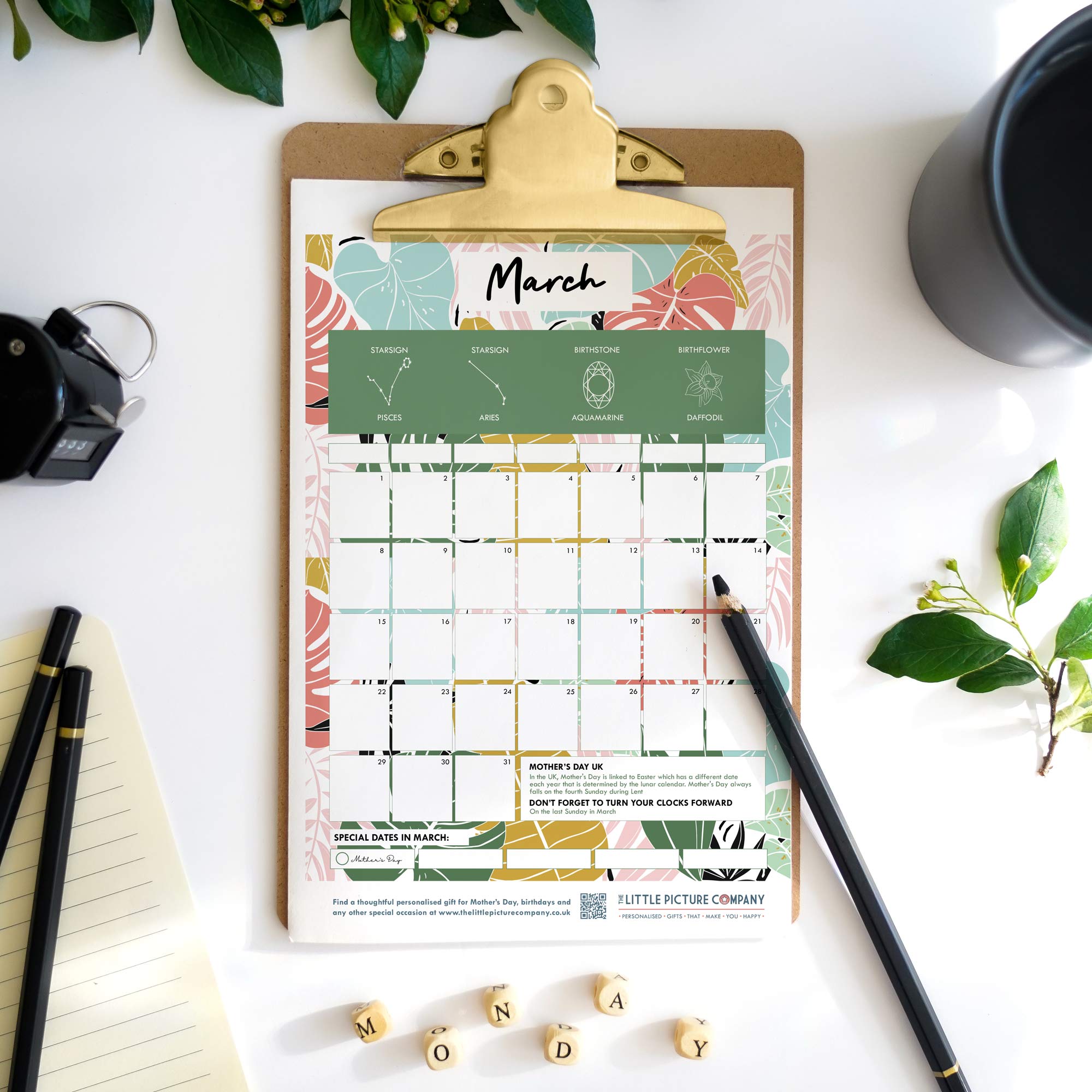 Free Printable Monthly Planner March | The Little Picture Company