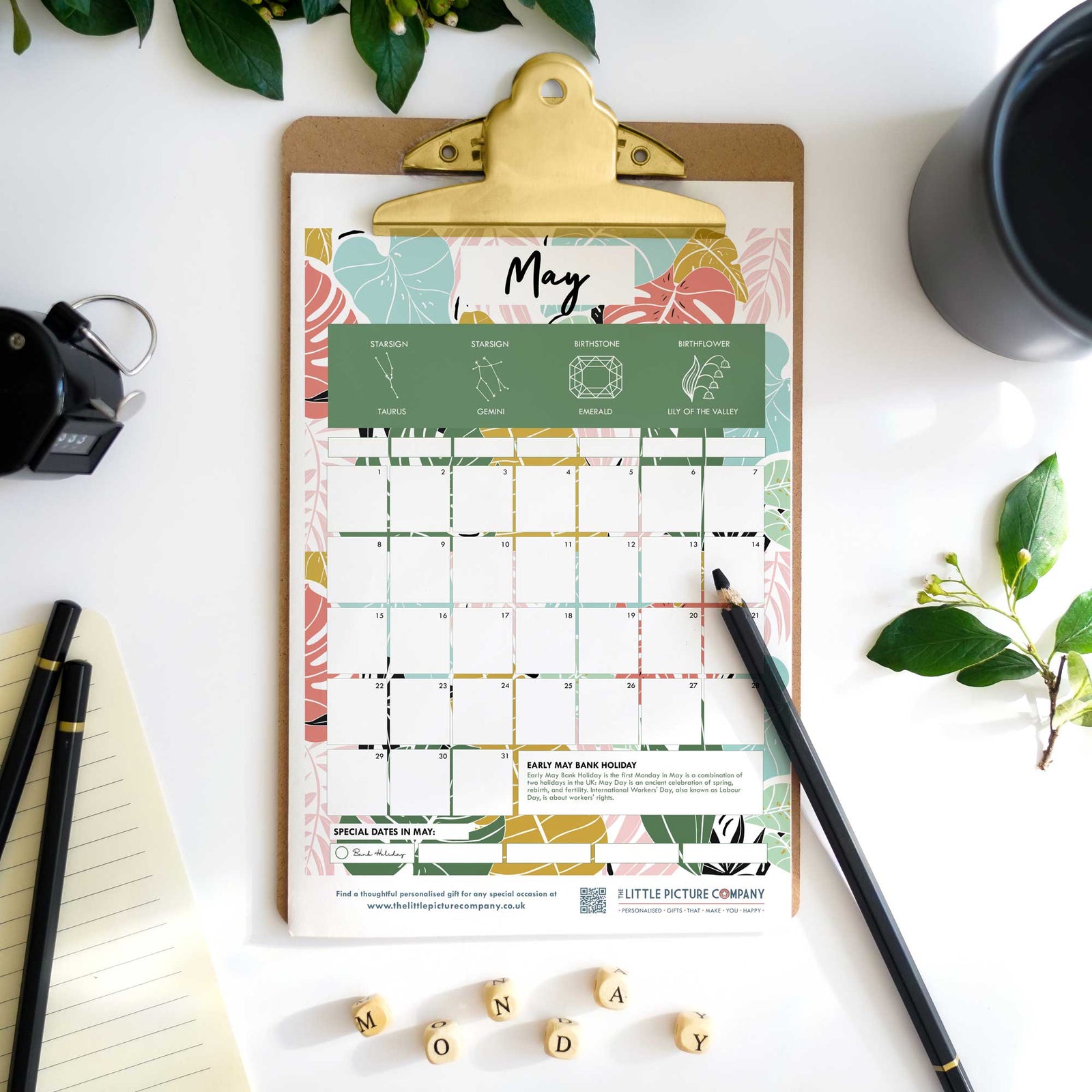 Free Printable Monthly Planner for May | The Little Picture Company