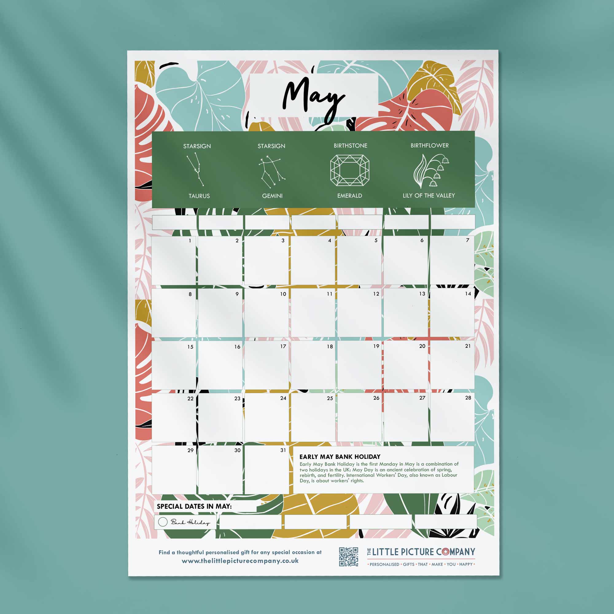 Free Printable Monthly Planner for May | The Little Picture Company