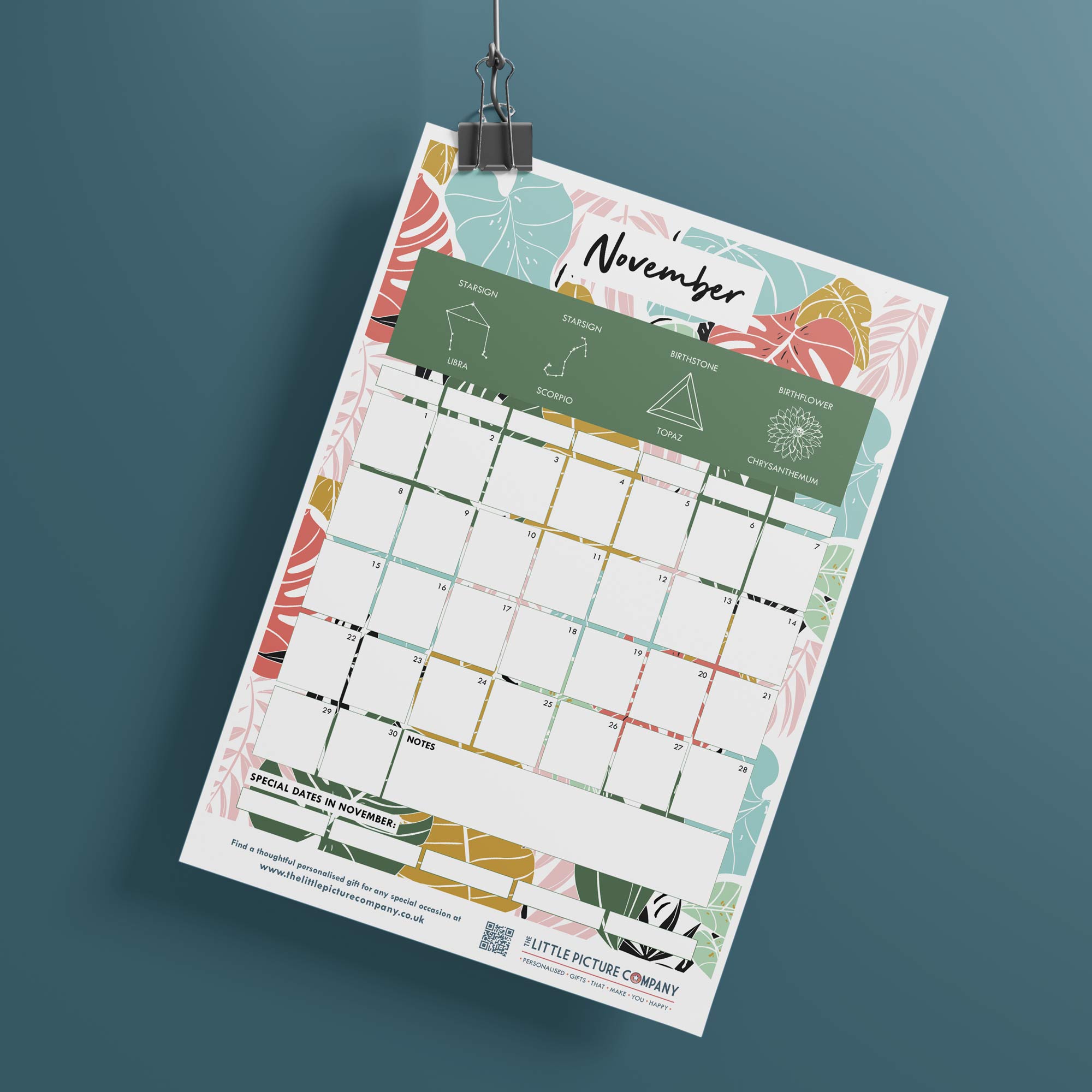 Free November Printable Monthly Planner | The Little Picture Company