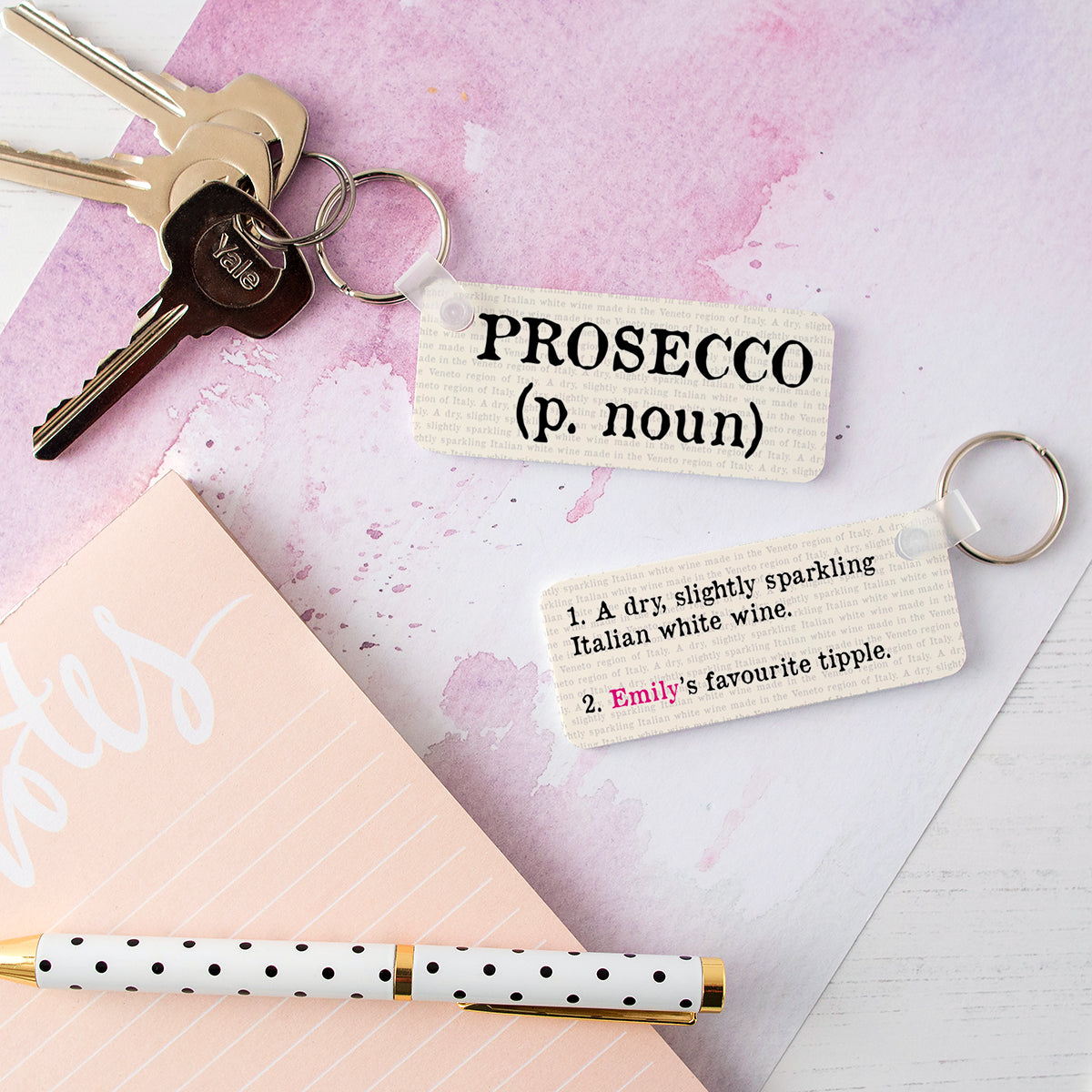Personalised Definition of Prosecco Keyring | The Little Picture Company