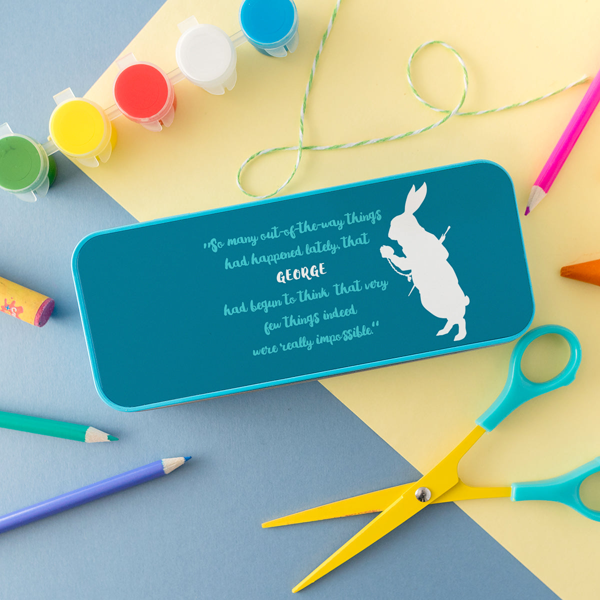 Children's Personalised White Rabbit Pencil Tin | The Little Picture ...