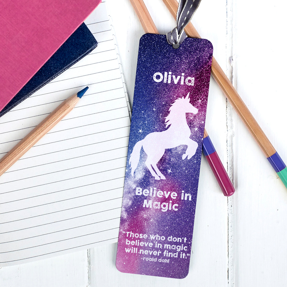 Personalised Stardust Unicorn Metal Bookmark | The Little Picture Company