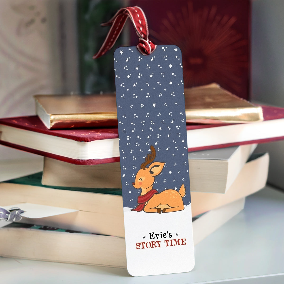 Personalised Children's Snowy Reindeer Metal Bookmark | The Little ...