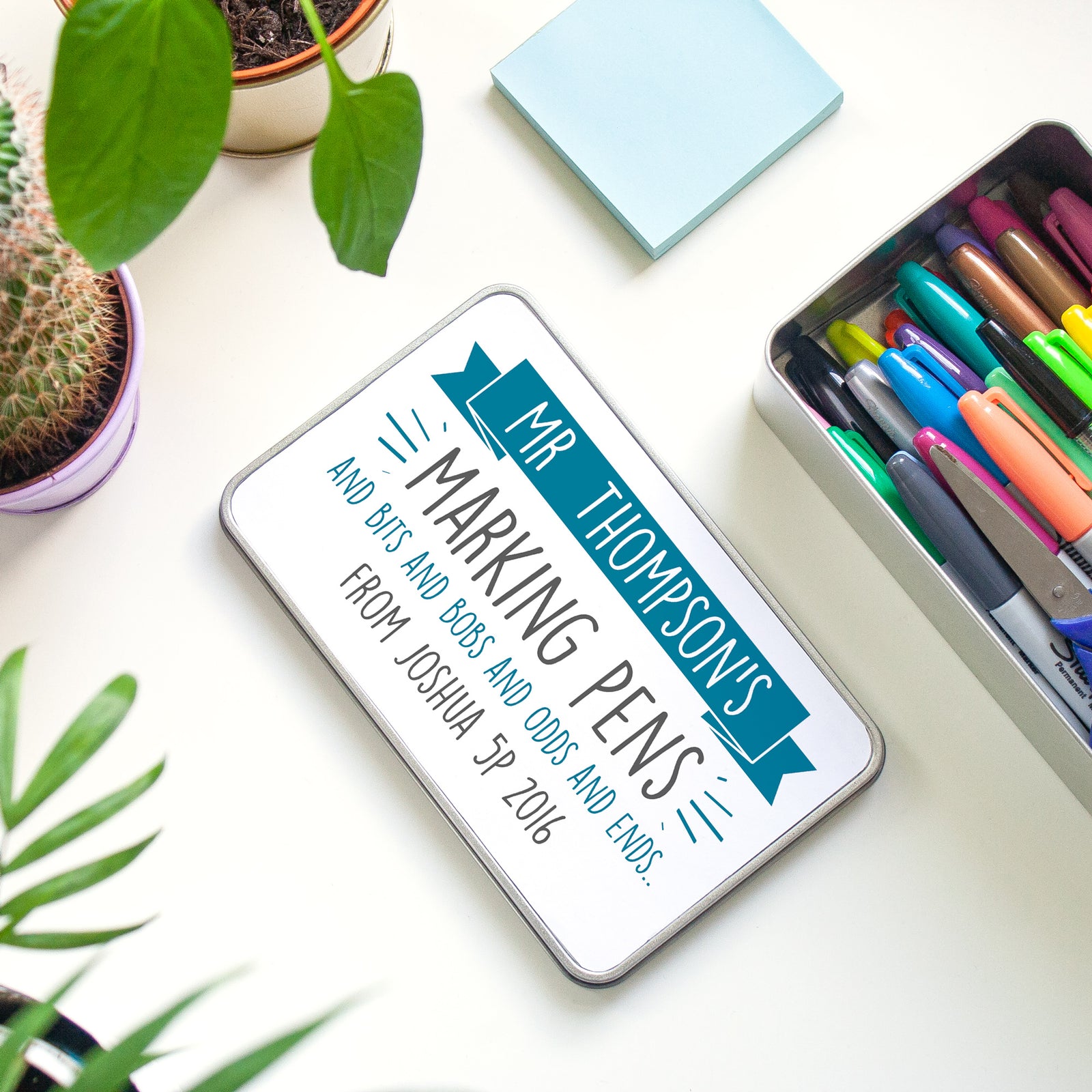 Personalised 'Marking Pens' Teacher's Tin Box | The Little Picture Company
