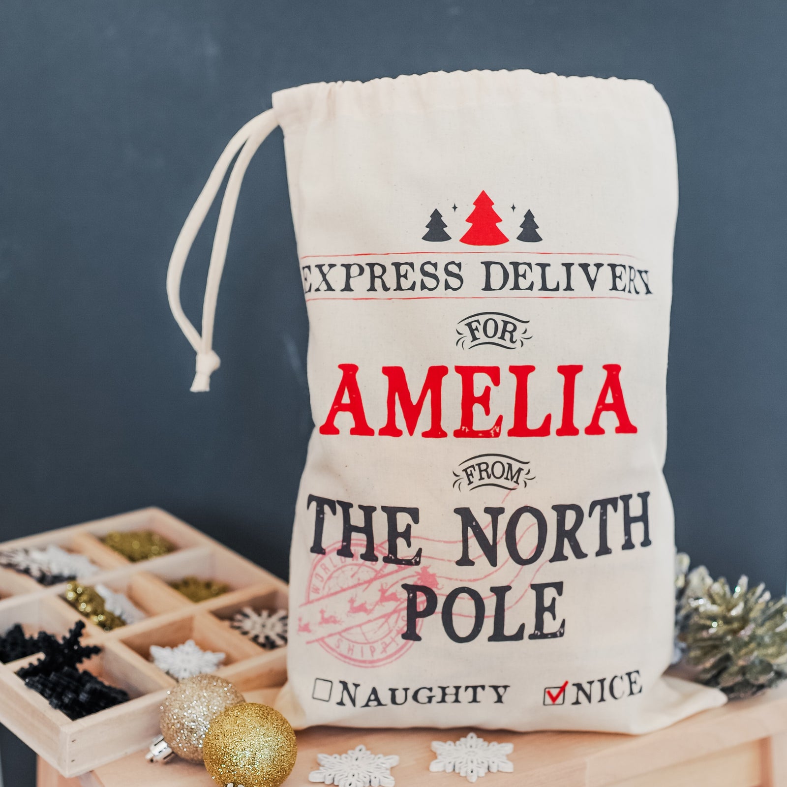 Personalised 'Express Delivery' Mini Christmas Sack | The Little ...