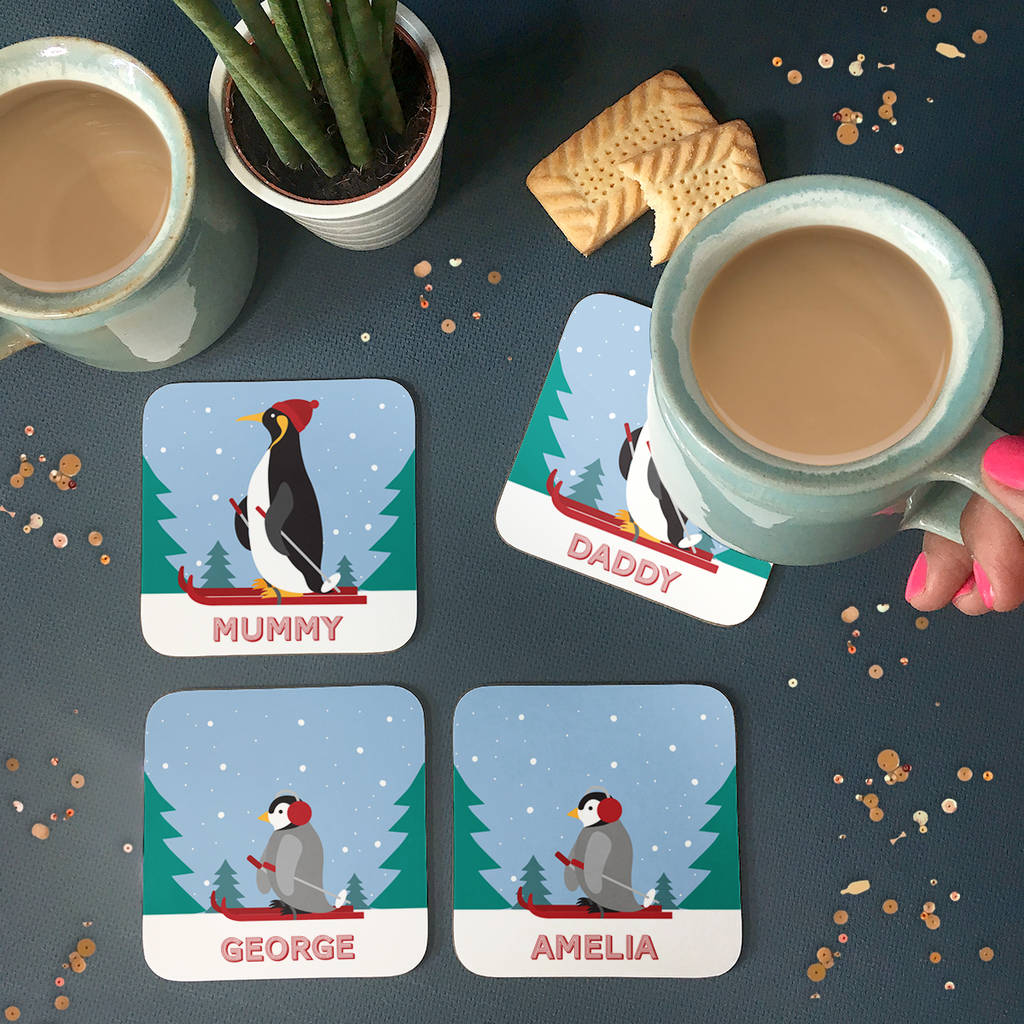 Penguin family Christmas coaster set | The Little Picture Company