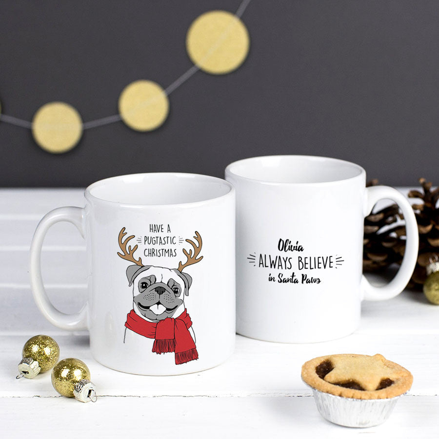 Personalised Pug Christmas Mug | The Little Picture Company