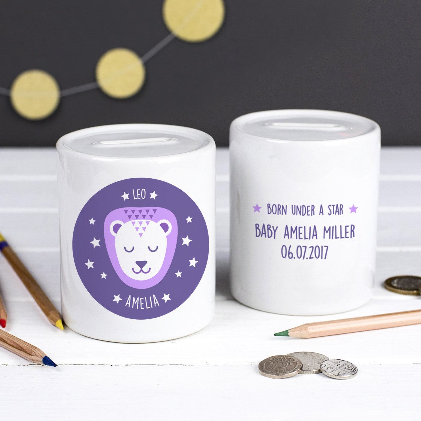 Personalised Zodiac New Baby Money Box | The Little Picture Company